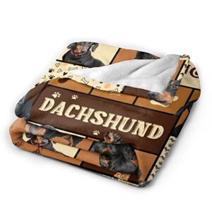 Dachshund Throw Blanket Dachshund Dog Print Blanket Gifts for Kids Adults Super Soft Cozy Warm Plush Fleece Flannel Blanket for Couch Bed Sofa Chair Living Room Dorm Decor 40''X50''