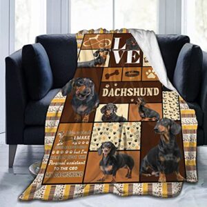 Dachshund Throw Blanket Dachshund Dog Print Blanket Gifts for Kids Adults Super Soft Cozy Warm Plush Fleece Flannel Blanket for Couch Bed Sofa Chair Living Room Dorm Decor 40''X50''