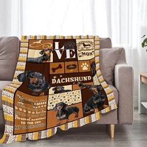 Dachshund Throw Blanket Dachshund Dog Print Blanket Gifts for Kids Adults Super Soft Cozy Warm Plush Fleece Flannel Blanket for Couch Bed Sofa Chair Living Room Dorm Decor 40''X50''