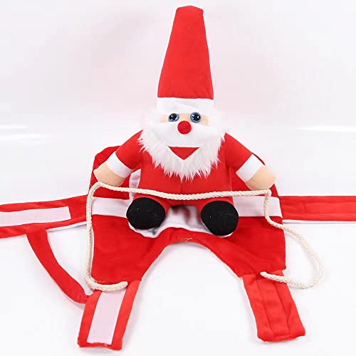 Santa Dog Costume Christmas, Puppy Clothes Santa Claus Riding Pet Outfit Winter Warm Vest Costumes, Pet Cosplay Costumes Party Dressing up Outfit for Small Medium Large Dogs and Cats (Medium)