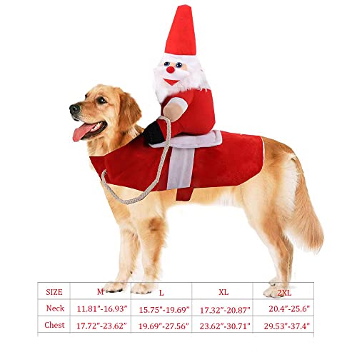 Santa Dog Costume Christmas, Puppy Clothes Santa Claus Riding Pet Outfit Winter Warm Vest Costumes, Pet Cosplay Costumes Party Dressing up Outfit for Small Medium Large Dogs and Cats (Medium)