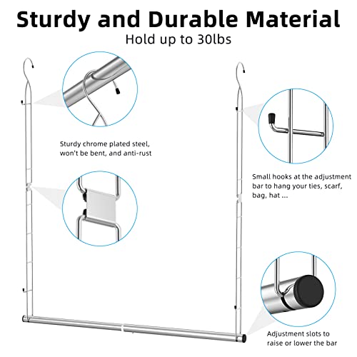 STARTOSTAR Closet Hanging Rod, Width and Height Adjustable Closet Extender Hanging Rod, Closet Hanging Organizer, Stainless Steel Double Closet Rod, Space-Saving Clothes Hanging Bar -2 Pack