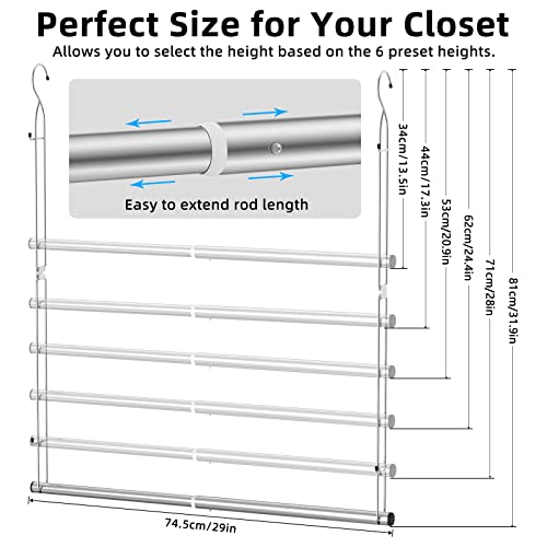 STARTOSTAR Closet Hanging Rod, Width and Height Adjustable Closet Extender Hanging Rod, Closet Hanging Organizer, Stainless Steel Double Closet Rod, Space-Saving Clothes Hanging Bar -2 Pack