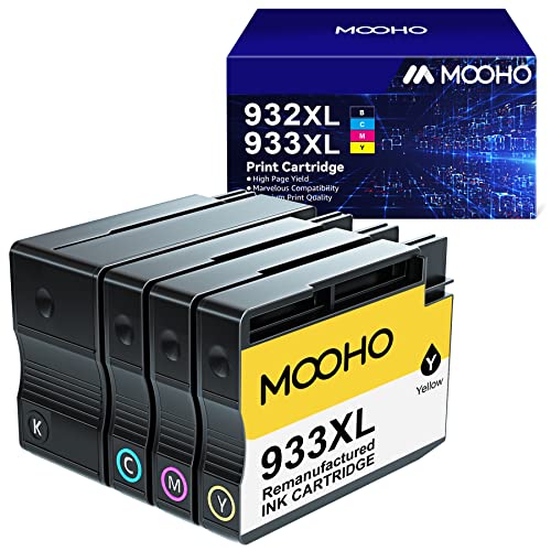 MOOHO Compatible Ink Cartridge Replacement for 932XL 933XL 932 933 XL Combo Pack for OfficeJet 6600 6700 6100 7110 7612 7510 7610 7620 Printer (Black, Cyan, Yellow, Magenta, 4 Pack)