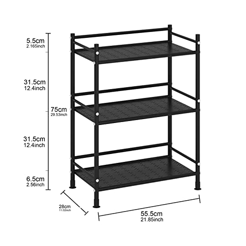 GHQME Metal Standing Bookshelf Space Saver, Storage Tower Rack for Kitchen Bathroom, Storage Shelving Unit Organizer, Outdoor Flower Stand Storage Rack Shelves Bookcase for Home Office