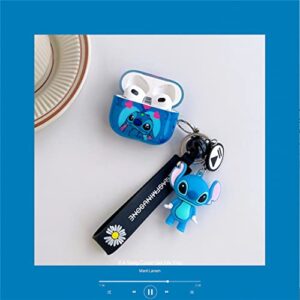 Cute Stitch AirPod 3nd Generation Case, AirPod 3 Personalise Custom, Airpod 3 Case Cover with Keychain/Lanyard, Protective Hard Case Cover Skin for Women Girls Airpod 3 Case [Front LED Visible]