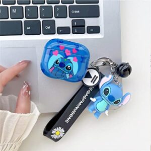 Cute Stitch AirPod 3nd Generation Case, AirPod 3 Personalise Custom, Airpod 3 Case Cover with Keychain/Lanyard, Protective Hard Case Cover Skin for Women Girls Airpod 3 Case [Front LED Visible]