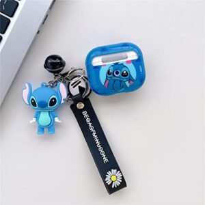 Cute Stitch AirPod 3nd Generation Case, AirPod 3 Personalise Custom, Airpod 3 Case Cover with Keychain/Lanyard, Protective Hard Case Cover Skin for Women Girls Airpod 3 Case [Front LED Visible]