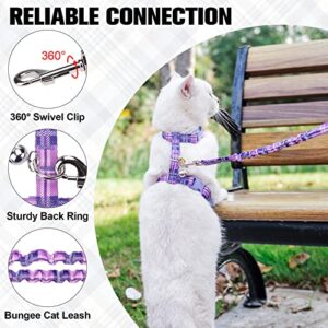 BEAUTYZOO Cat Harness and Leash Set Escape Proof for Walking, Kitten Soft Adjustable Vest Harnesses for Small Medium Large Cats, Easy Control Breathable Plaid Ribbon Nylon for Outdoor Indoor Use