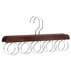 Zerodeko 3pcs Multifunctional Wooden Scarf Closet Organizer Hanger Ties Belts Shawls Holder Rack with 5 Loops (Retro Color)