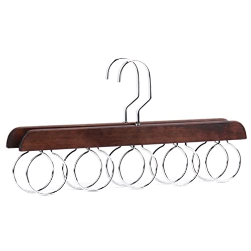 Zerodeko 3pcs Multifunctional Wooden Scarf Closet Organizer Hanger Ties Belts Shawls Holder Rack with 5 Loops (Retro Color)