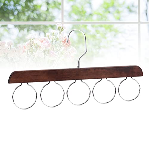 Zerodeko 3pcs Multifunctional Wooden Scarf Closet Organizer Hanger Ties Belts Shawls Holder Rack with 5 Loops (Retro Color)