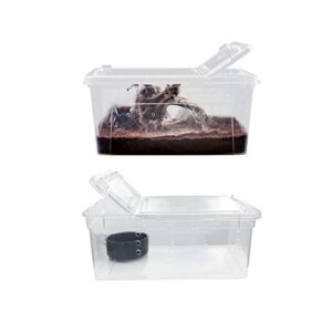 2 pieces reptile transport container box plastic reptile tubs reptile terrarium snake breeding feeding box insect tarantula enclosure tank snail spider habitat cage mini critter keeper