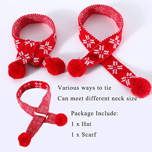 Do-Dottii Pet Christmas Hat Scarf Set Cat Santa with Scarf Dog Christmas Costume Antler with Star for Small Medium Dogs Cats Accessories Dog Costumes Holiday Party (Red)