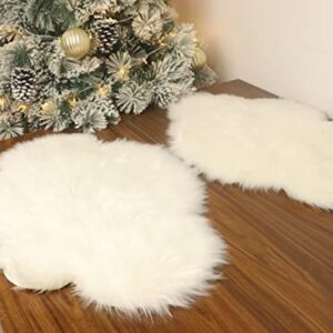 Woolous Cloud Faux Fur Rug - Nursery Fluffy Shaggy Cloud Shape White Rug - Faux Sheepskin Fur Area Rug Carpet - Kids Rug for Cozy Bedroom Decor - Living Room Rug (2 Pack, 2.4x1.8 ft)