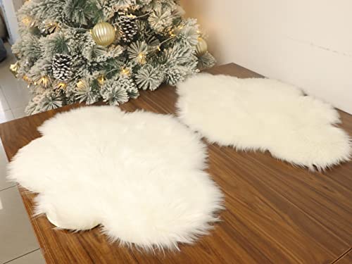 Woolous Cloud Faux Fur Rug - Nursery Fluffy Shaggy Cloud Shape White Rug - Faux Sheepskin Fur Area Rug Carpet - Kids Rug for Cozy Bedroom Decor - Living Room Rug (2 Pack, 2.4x1.8 ft)