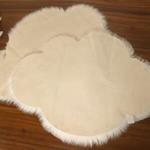 Woolous Cloud Faux Fur Rug - Nursery Fluffy Shaggy Cloud Shape White Rug - Faux Sheepskin Fur Area Rug Carpet - Kids Rug for Cozy Bedroom Decor - Living Room Rug (2 Pack, 2.4x1.8 ft)