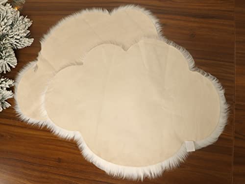 Woolous Cloud Faux Fur Rug - Nursery Fluffy Shaggy Cloud Shape White Rug - Faux Sheepskin Fur Area Rug Carpet - Kids Rug for Cozy Bedroom Decor - Living Room Rug (2 Pack, 2.4x1.8 ft)