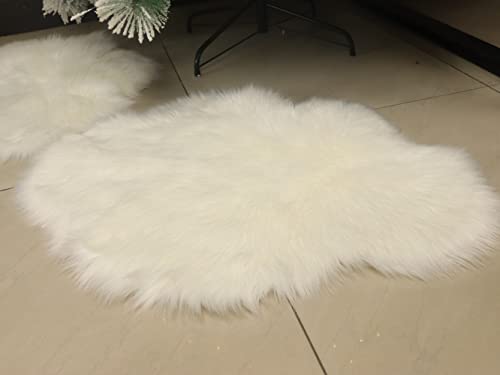 Woolous Cloud Faux Fur Rug - Nursery Fluffy Shaggy Cloud Shape White Rug - Faux Sheepskin Fur Area Rug Carpet - Kids Rug for Cozy Bedroom Decor - Living Room Rug (2 Pack, 2.4x1.8 ft)