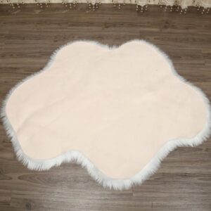 Woolous Cloud Faux Fur Rug - Nursery Fluffy Shaggy Cloud Shape White Rug - Faux Sheepskin Fur Area Rug Carpet - Kids Rug for Cozy Bedroom Decor - Living Room Rug (2 Pack, 2.4x1.8 ft)