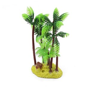 VOCOSTE Palm Tree Plant Underwater Aquarium Ornament, Plastic, Green Brown, 5.4-Inch