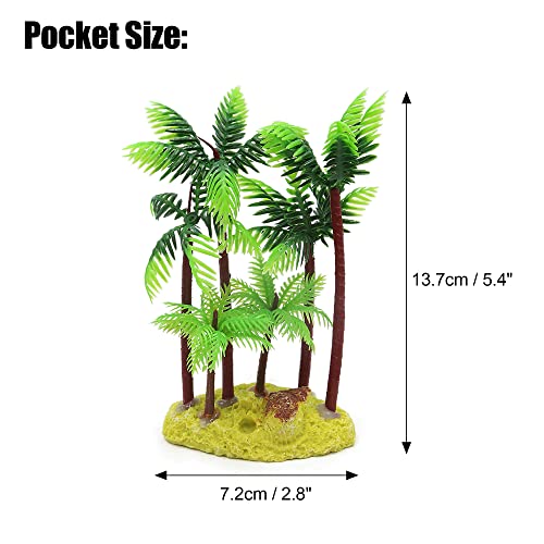 VOCOSTE Palm Tree Plant Underwater Aquarium Ornament, Plastic, Green Brown, 5.4-Inch