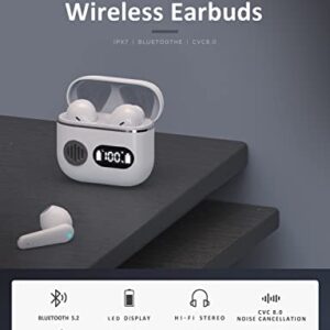 Wireless Earbuds Bluetooth 5.2 True Wireless Headphones,in-Ear Earphones,HiFi Stereo Touch Control, ENC Noise Cancelling Ear Buds with Microphone, audifonos inalambricos