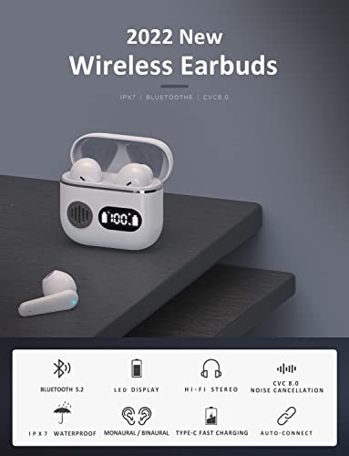 Wireless Earbuds Bluetooth 5.2 True Wireless Headphones,in-Ear Earphones,HiFi Stereo Touch Control, ENC Noise Cancelling Ear Buds with Microphone, audifonos inalambricos