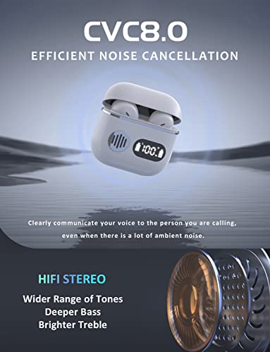 Wireless Earbuds Bluetooth 5.2 True Wireless Headphones,in-Ear Earphones,HiFi Stereo Touch Control, ENC Noise Cancelling Ear Buds with Microphone, audifonos inalambricos