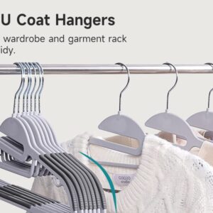 Plastic Hangers 60 Pack, Premium Quality Plastic Suit Hangers, S-Shaped Opening, Non-Slip, Space-Saving, 360º Swivel Hook, 16.5 Inches Long, 0.2" Thickness Super Lightweight Organizer