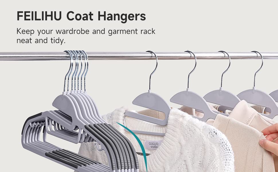 Plastic Hangers 60 Pack, Premium Quality Plastic Suit Hangers, S-Shaped Opening, Non-Slip, Space-Saving, 360º Swivel Hook, 16.5 Inches Long, 0.2" Thickness Super Lightweight Organizer