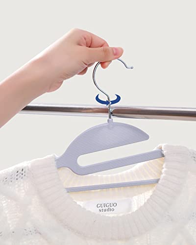 Plastic Hangers 60 Pack, Premium Quality Plastic Suit Hangers, S-Shaped Opening, Non-Slip, Space-Saving, 360º Swivel Hook, 16.5 Inches Long, 0.2" Thickness Super Lightweight Organizer