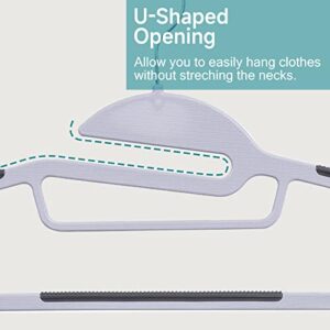 Plastic Hangers 60 Pack, Premium Quality Plastic Suit Hangers, S-Shaped Opening, Non-Slip, Space-Saving, 360º Swivel Hook, 16.5 Inches Long, 0.2" Thickness Super Lightweight Organizer