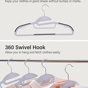 Plastic Hangers 60 Pack, Premium Quality Plastic Suit Hangers, S-Shaped Opening, Non-Slip, Space-Saving, 360º Swivel Hook, 16.5 Inches Long, 0.2" Thickness Super Lightweight Organizer