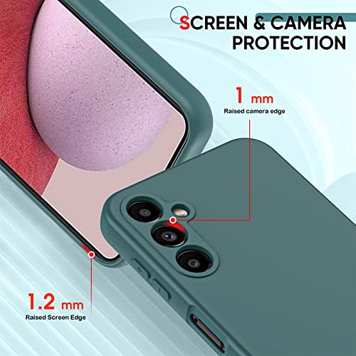 LeYi for Galaxy A14 5G Phone Case: Samsung A 14 5g Case with 2 Pack Tempered Glass Screen Protector for Women Men, Liquid Silicone Slim Silky-Soft Protective Case Samsung A14 5G, Green