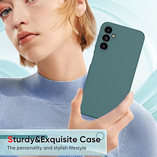 LeYi for Galaxy A14 5G Phone Case: Samsung A 14 5g Case with 2 Pack Tempered Glass Screen Protector for Women Men, Liquid Silicone Slim Silky-Soft Protective Case Samsung A14 5G, Green