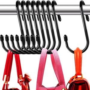 12 pack purse hanger for closet, twist design bag hanger purse hooks closet organizer, large closet rod s hooks for hanging bags, purses, handbags, belts, hats, plants, pots (black)