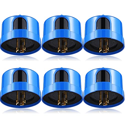 6 Pcs Photocell Twist Lock Photocell Sensor Auto on off Photocell Switch Dusk to Dawn Light Control Light Sensor for Outdoor Lights 120v~277v, Blue