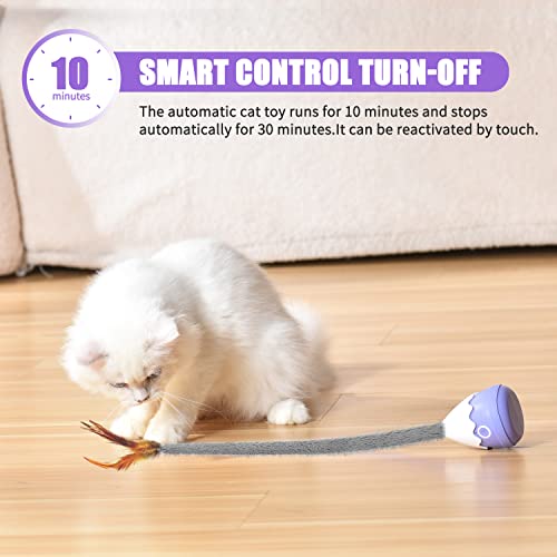 FEECOS Cat Toys, Cat Wand Toy Electronic Silicone PlushTail Toy Automatic Interactive Toy for Indoor Cats, USB Rechargeable Robotic Cat Moving Toys Pet Exercise Toys Kitten Toys