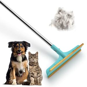 uproot clean xtra - pet hair removal broom with telescopic 60" handle & innovative metal edge design - durable carpet rake for pet hair removal - easy pet hair remover for carpet