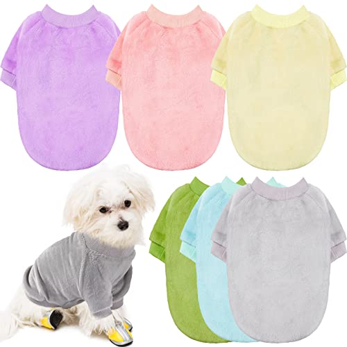 6 Pieces Dog Shirts Furry Dog Sweater Puppy Sweaters with 6 Colors Warm and Soft Shirts for Small Medium Dogs Flannel Clothes for Dogs Boy or Girl Winter PET Sweatshirt Clothing (L)