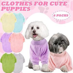 6 Pieces Dog Shirts Furry Dog Sweater Puppy Sweaters with 6 Colors Warm and Soft Shirts for Small Medium Dogs Flannel Clothes for Dogs Boy or Girl Winter PET Sweatshirt Clothing (L)