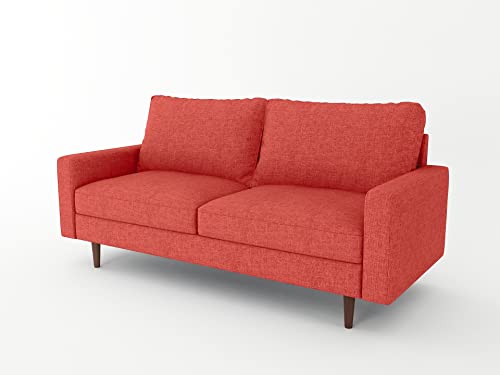 Meeyar Inborn Love Seat Sofa Couch,Sectional 2 Cushion in Small Living Room Office Space,Mid Century Modern Fabric Sofa Couch,Natural Wood Led,Soft Seat Couch,70inch,O Red