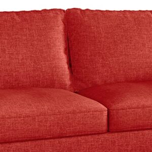 Meeyar Inborn Love Seat Sofa Couch,Sectional 2 Cushion in Small Living Room Office Space,Mid Century Modern Fabric Sofa Couch,Natural Wood Led,Soft Seat Couch,70inch,O Red