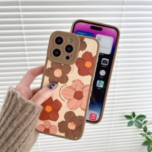 Fashion Oil Painting Flower Phone Case for iPhone 13 Pro Cover Cute Side Frame Design Silicone Protective Cases for Apple iPhone 13 Pro - Brown