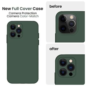 FireNova for iPhone 13 Pro Max Case, Silicone Upgraded [Camera Protection] Phone Case with [2 Screen Protectors], Soft Anti-Scratch Microfiber Lining Inside, 6.7 inch, Alpine Green