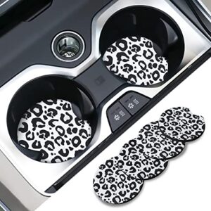 car cup holder coaster 4 pack cheetah print car coasters universal rubber backing non-slip car coasters for cup holders car accessories for women & men