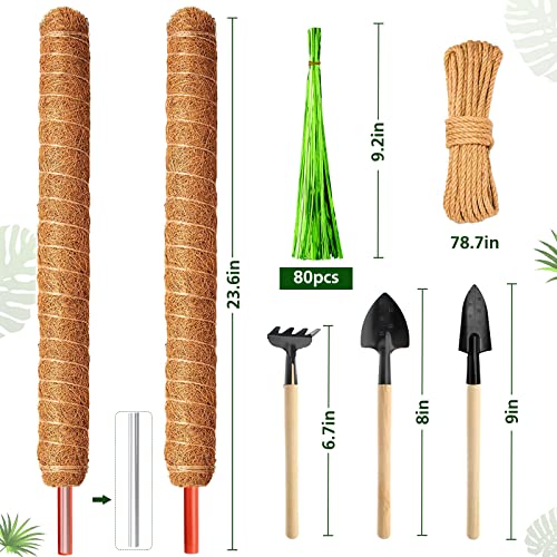 SMINDER Moss Pole for Plants Monstera, 2PCS 47.2 Inch Bendable Plants Stakes, Coco Coir Pole Potted Plants Support, Plant Sticks for Indoor Climbing & Growing Upwards