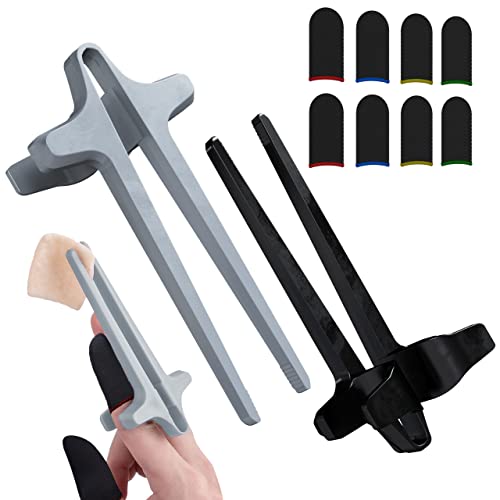 Dvcline 2pcs Finger Chopsticks and 8pcs Finger Sleeves for Snack Lovers, Anti-Sweat Breathable Seamless Touchscreen Finger Sleeves Thin Fiber for Mobile Games