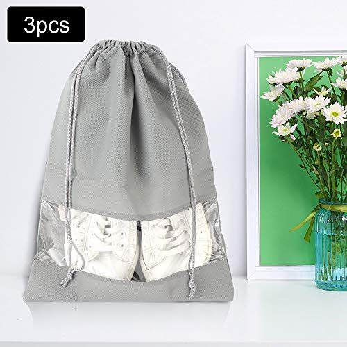 3Pcs Non‑Woven Fabric Shoes Storage Bag,Travel Dust Proof Shoe Bag,for Household Storage (Medium size without printing)